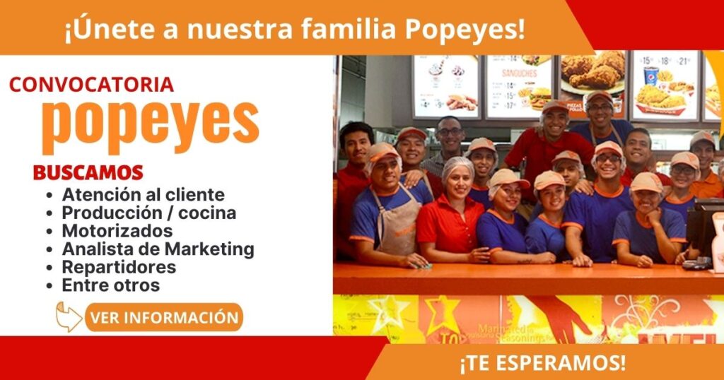 Prestigiosa empresa POPEYES cuenta con nuevas plazas - CompuTrabajos